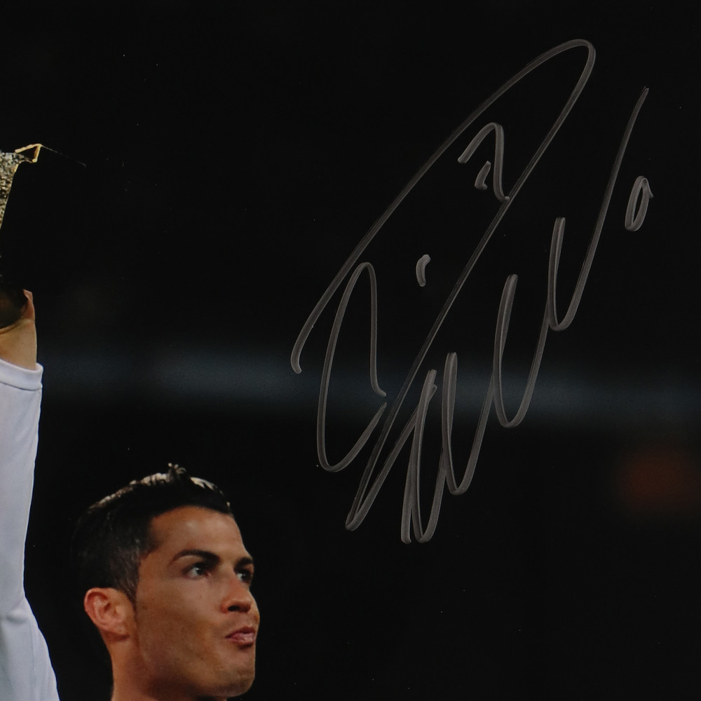 Cristiano Ronaldo Real Madrid Autographed 16" x 20" Framed Trophy Icons ...