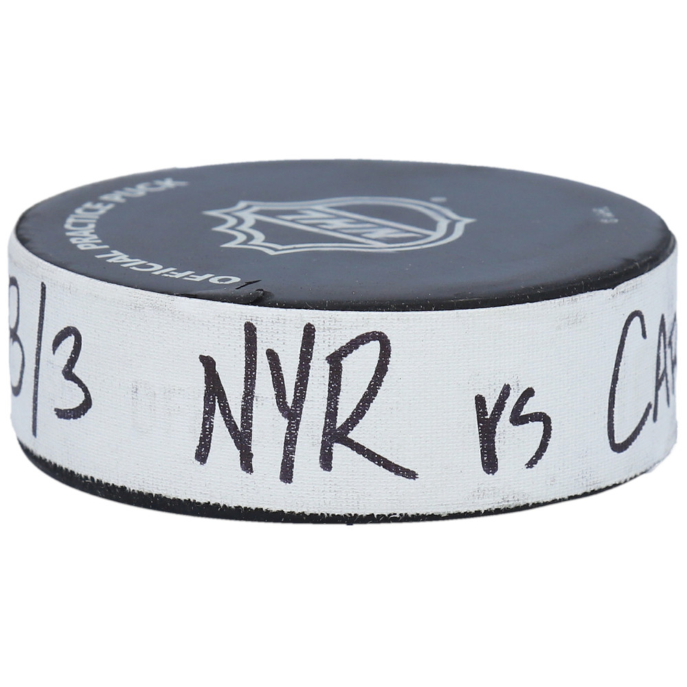 Carolina Hurricanes vs. New York Rangers Practice-Used Puck from Game 2 ...