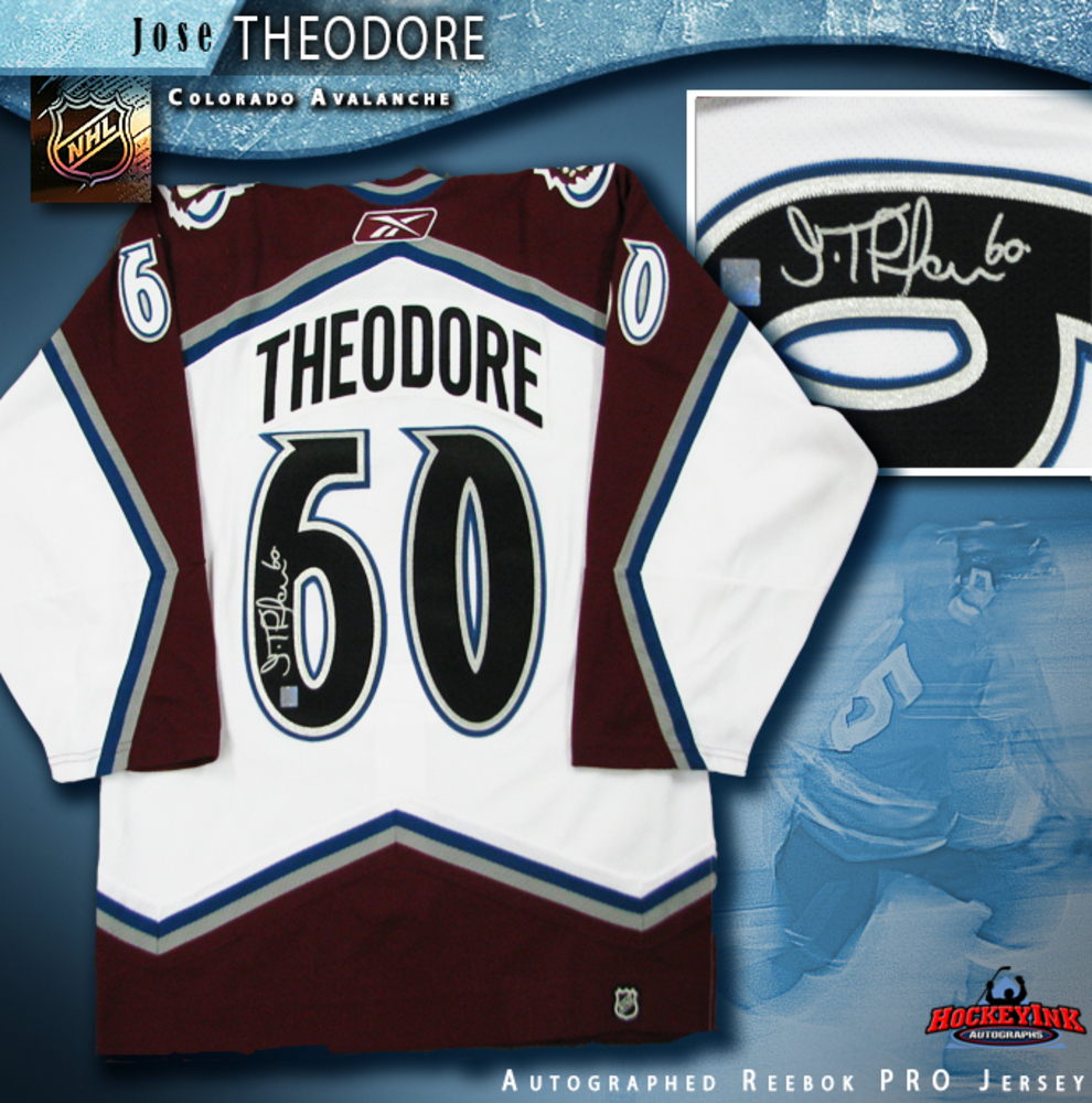 JOSE THEODORE Autographed Colorado Avalanche White PRO Reebok Jersey ...