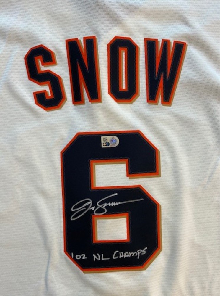 JT Snow Autographed "2002 NL Champs" Replica Cream Giants Jersey | MLB ...