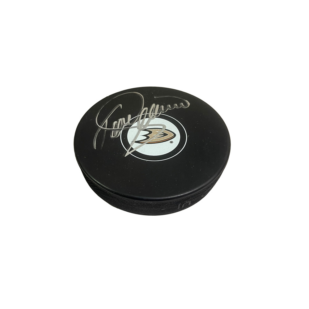 TEEMU SELANNE Signed Anaheim Ducks Puck (Exact Photo Shown) - NHL Auctions