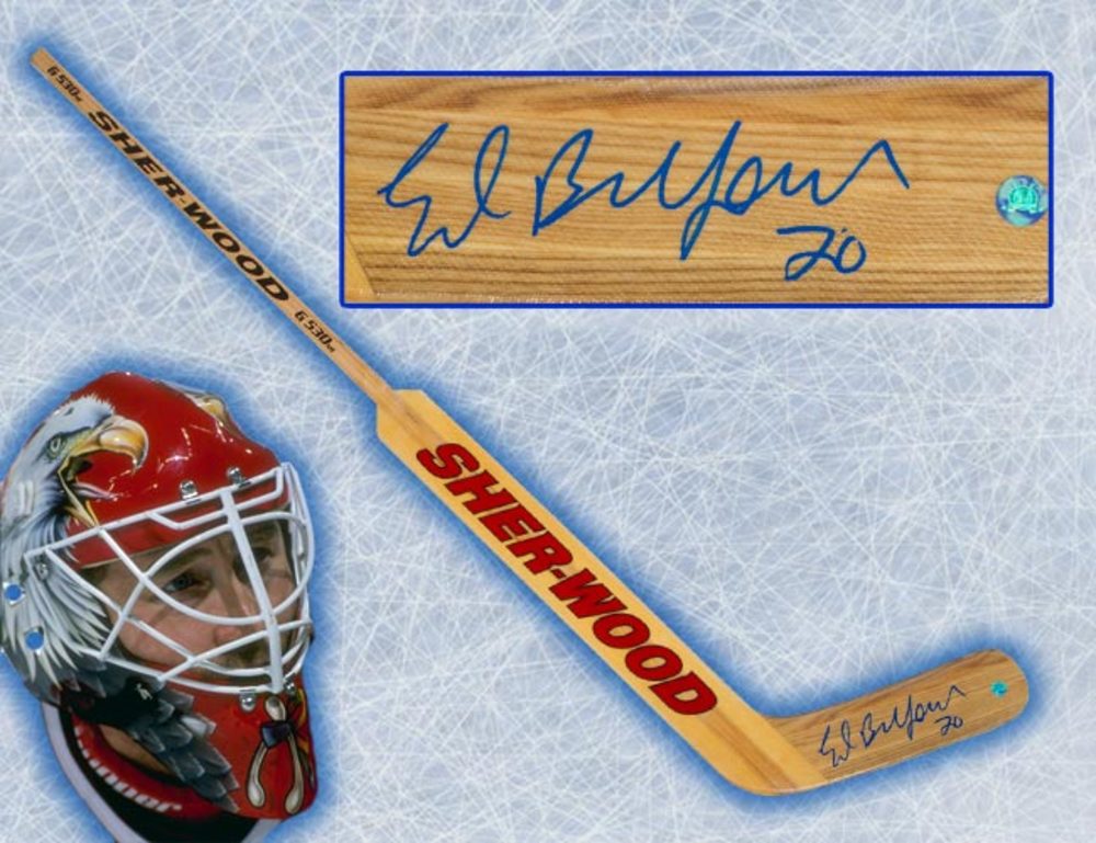 Ed Belfour Autographed Wooden Sherwood G350 SR Goalie Stick - Chicago ...