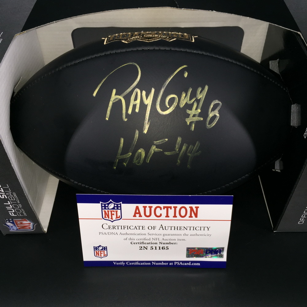 HOF - Raiders Ray Guy Signed Commemorative Black Hall of Fame Football ...