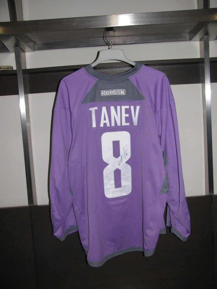 Chris Tanev Autographed Hockey Fights Cancer Warm-Up Jersey - NHL Auctions