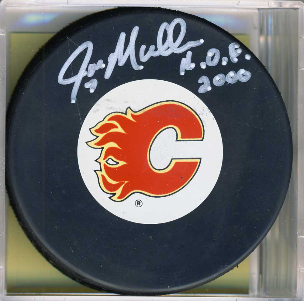 Joe Mullen Calgary Flames Autographed Hockey Puck w/ HOF 2000 ...