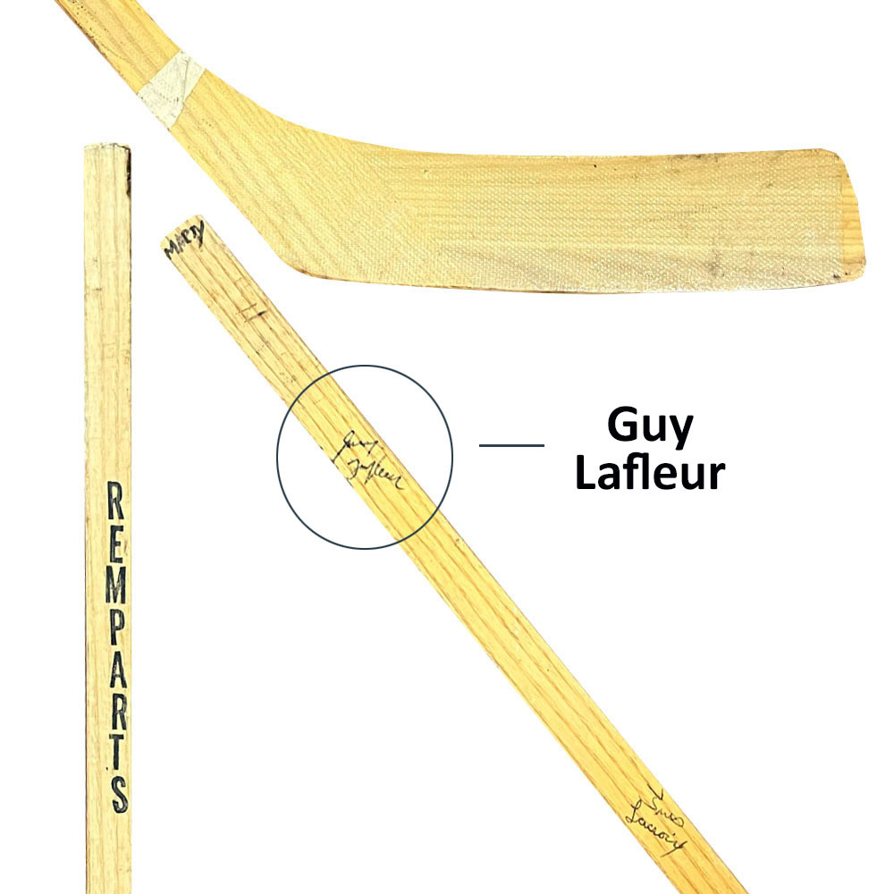 1970-71 Quebec Remparts Team-Signed Sherbrooke Stick - Guy Lafleur ...