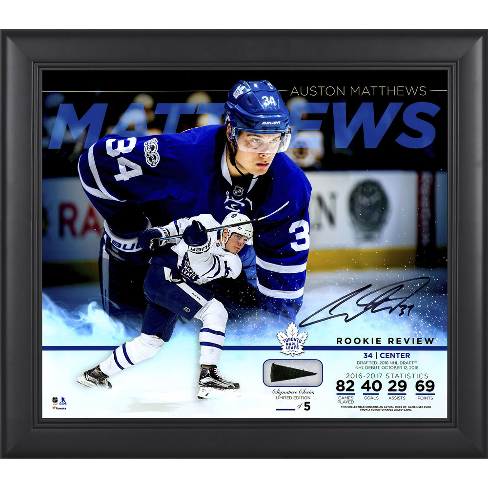 Auston Matthews Toronto Maple Leafs Framed Autographed 15" x 17" Rookie ...