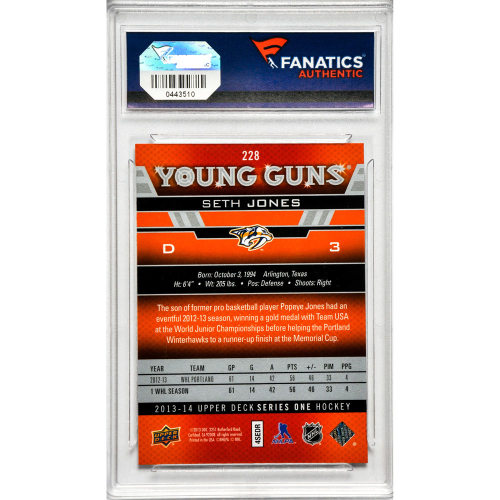 Seth Jones Nashville Predators Autographed 2013-14 Upper Deck Young ...