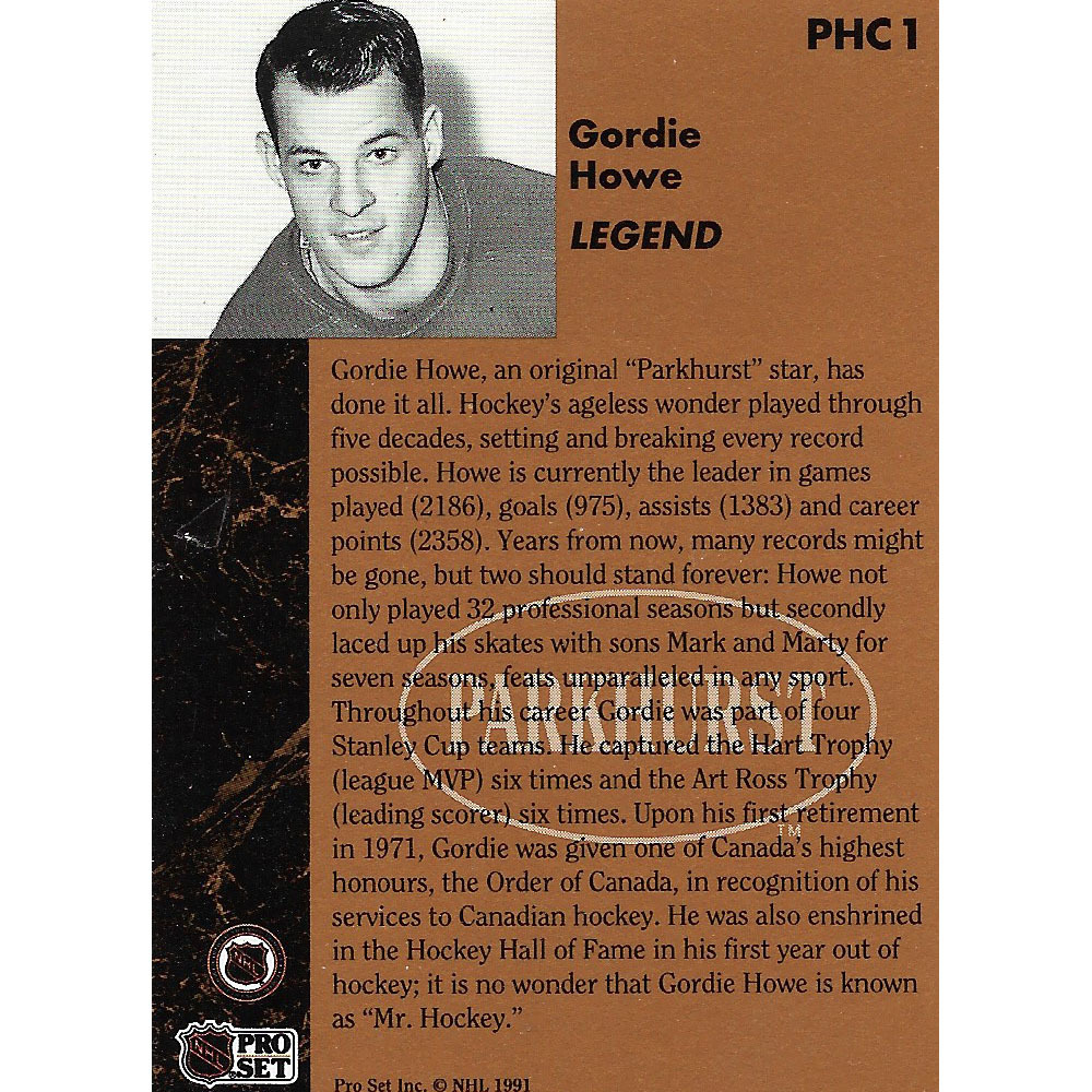 Gordie Howe Autographed 1991 Parkhurst Pro Set Card - NHL Auctions