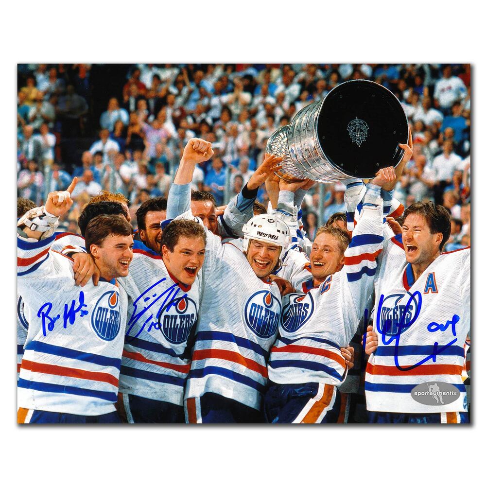 Bill Ranford Esa Tikkanen & Kevin Lowe Edmonton Oilers 1988 Stanley Cup ...