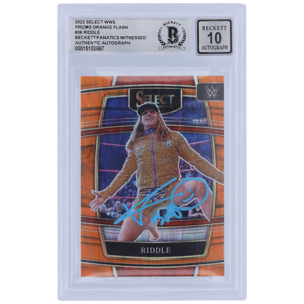 Riddle WWE Autographed & Inscribed 2022 Panini Select Orange Flash ...