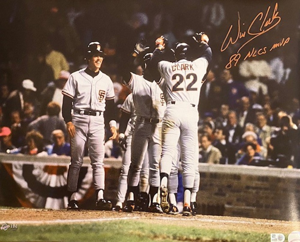 Will Clark Autographed "89 NLCS MVP" 16x20 - Celebrating | MLB Auctions