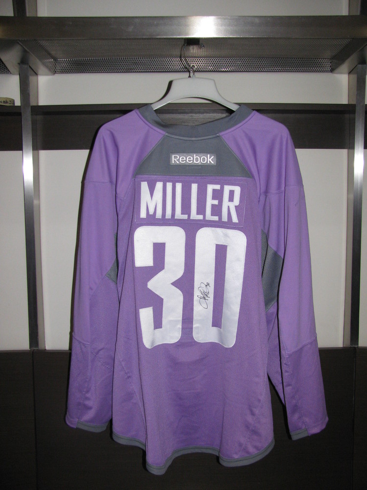 Ryan Miller Autographed Hockey Fights Cancer Warm-Up Jersey - NHL Auctions