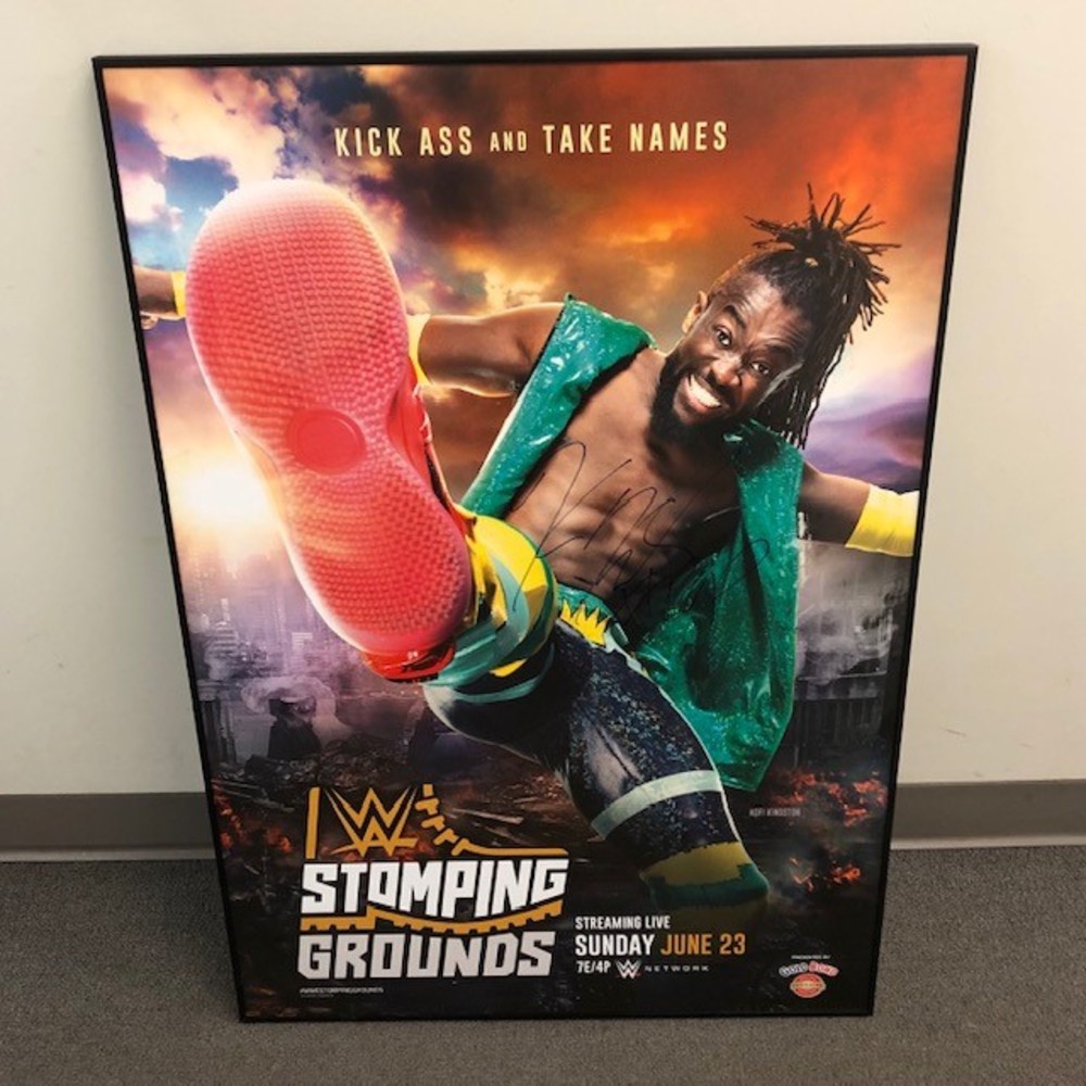 Kofi Kingston SIGNED Stomping Grounds Foam PPV Poster | WWE Auction