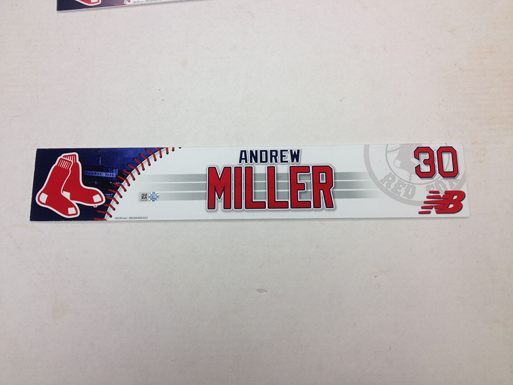 Red Sox Authentics: Andrew Miller Game-Used 2014 Locker Tag | MLB Auctions