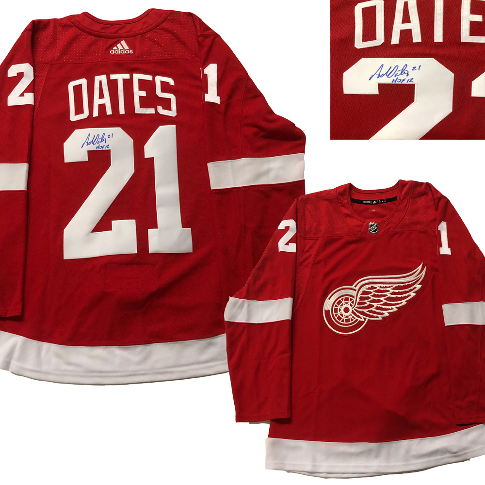 ADAM OATES Signed Detroit Red Wings Red Adidas PRO Jersey - HOF 12 ...