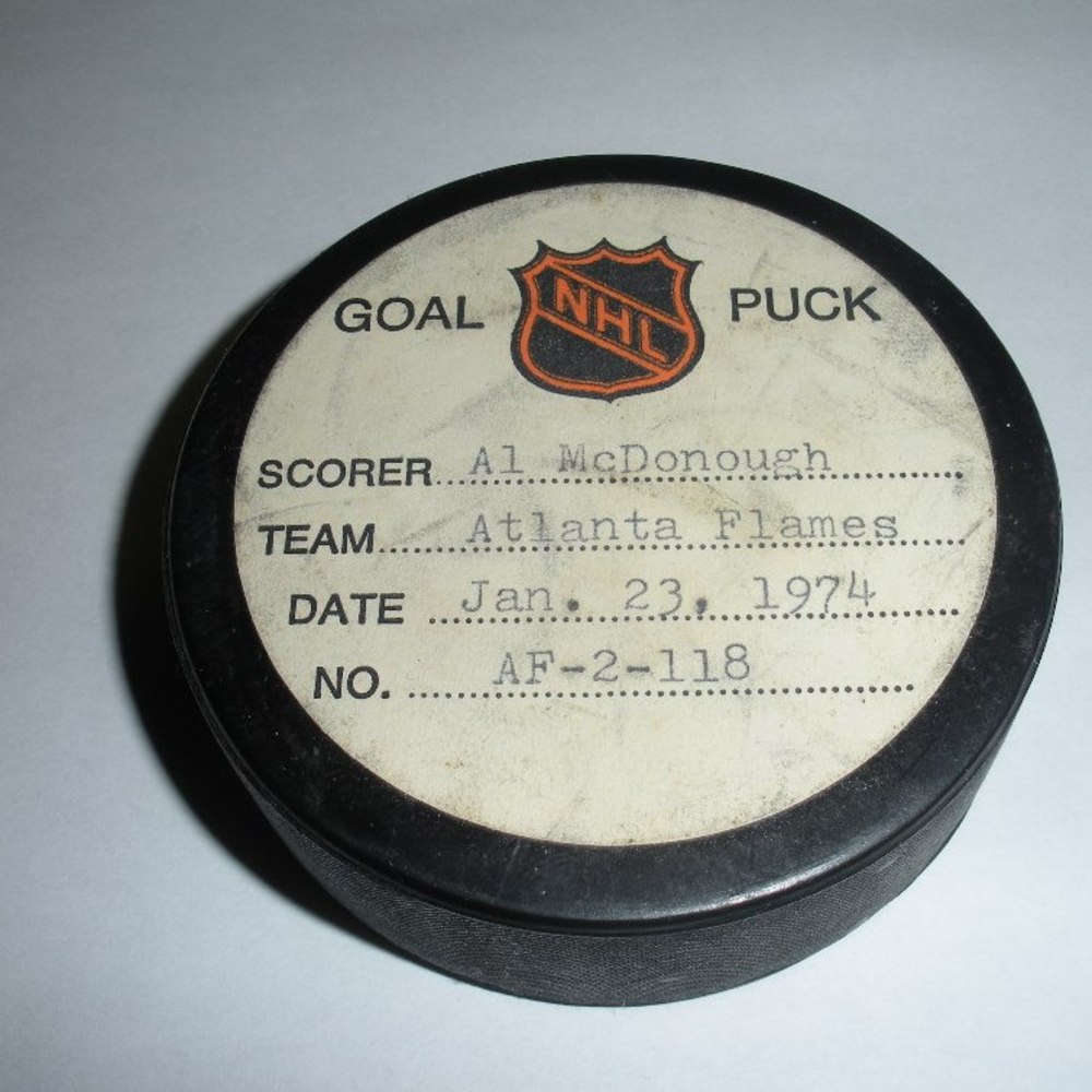 Al McDonough - Atlanta Flames - Goal Puck - January 23, 1974 (Rangers ...