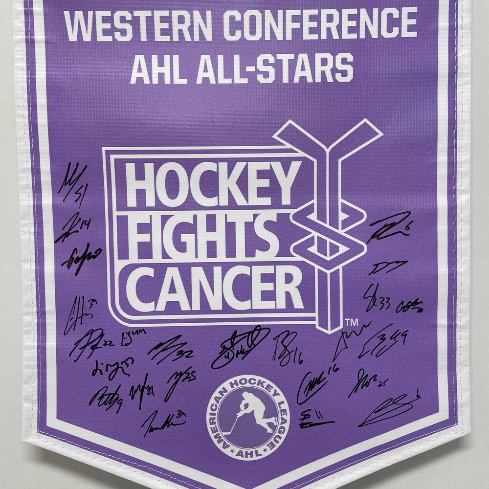 AHL Authentic - 2025 Hockey Fights Cancer Banner Team-Signed by the AHL ...