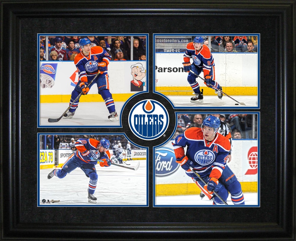 Edmonton Oilers - 4-Player Logo Frame - NHL Auctions
