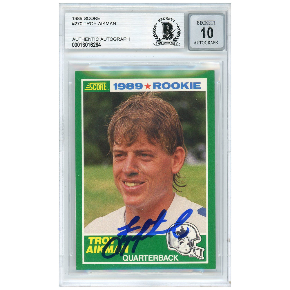 Troy Aikman Dallas Cowboys Autographed 1989 Score #270 Rookie Card (BGS 10) - Fanatics Auctions ...