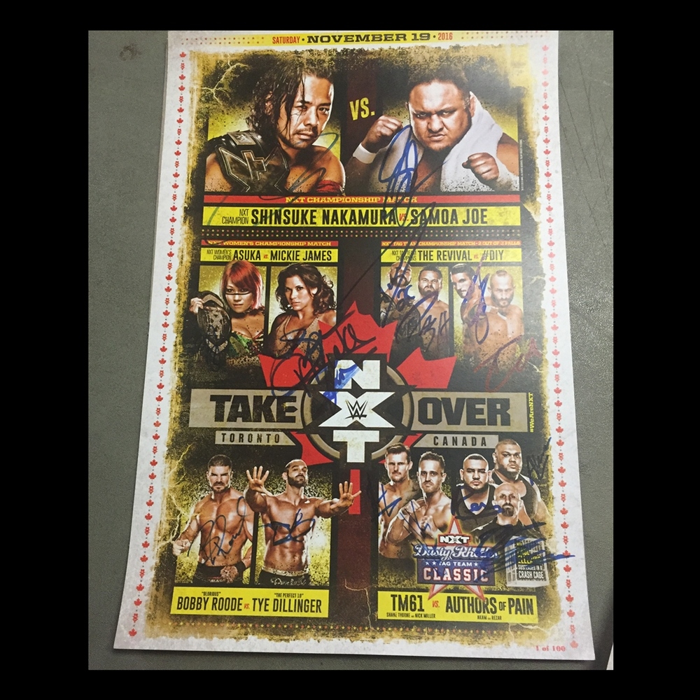 SIGNED NXT TakeOver: Toronto match card - #1 of 100 (Signed by multiple ...