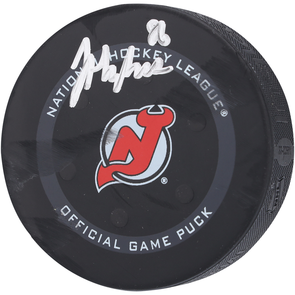 Jack Hughes New Jersey Devils Autographed Game-Used Puck vs. Pittsburgh ...