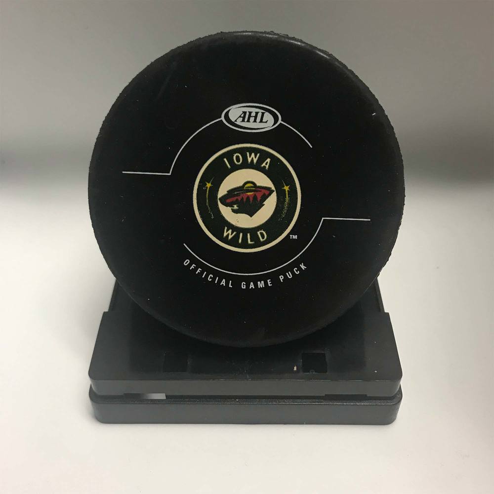 AHL Authentic - 2018-19 Iowa Wild 1st Goal Puck Scored by #10 Gerry ...