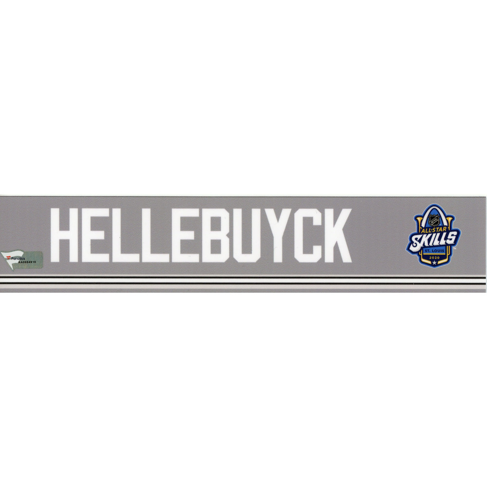 Connor Hellebuyck Player-Issued Gray Nameplate from the 2020 NHL All ...
