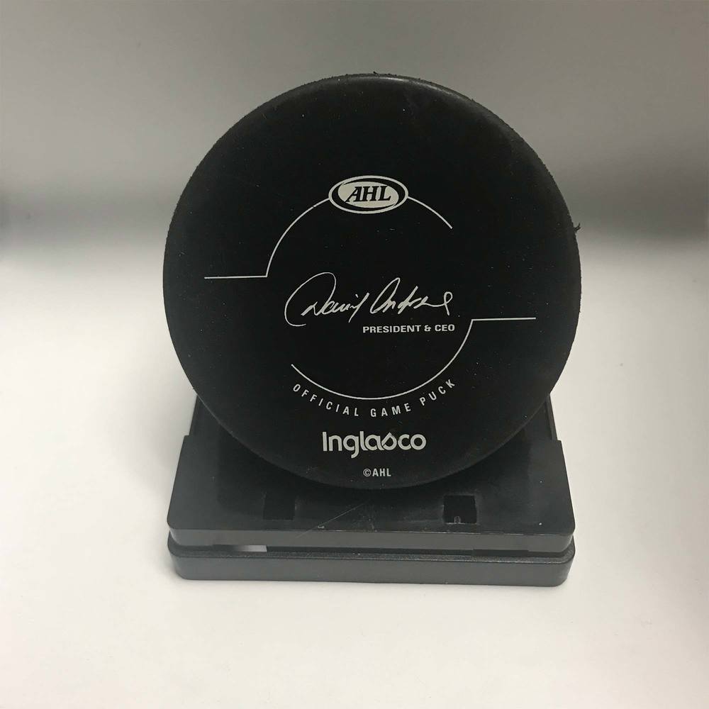 AHL Authentic - 2018-19 Iowa Wild 1st Goal Puck Scored by #10 Gerry ...