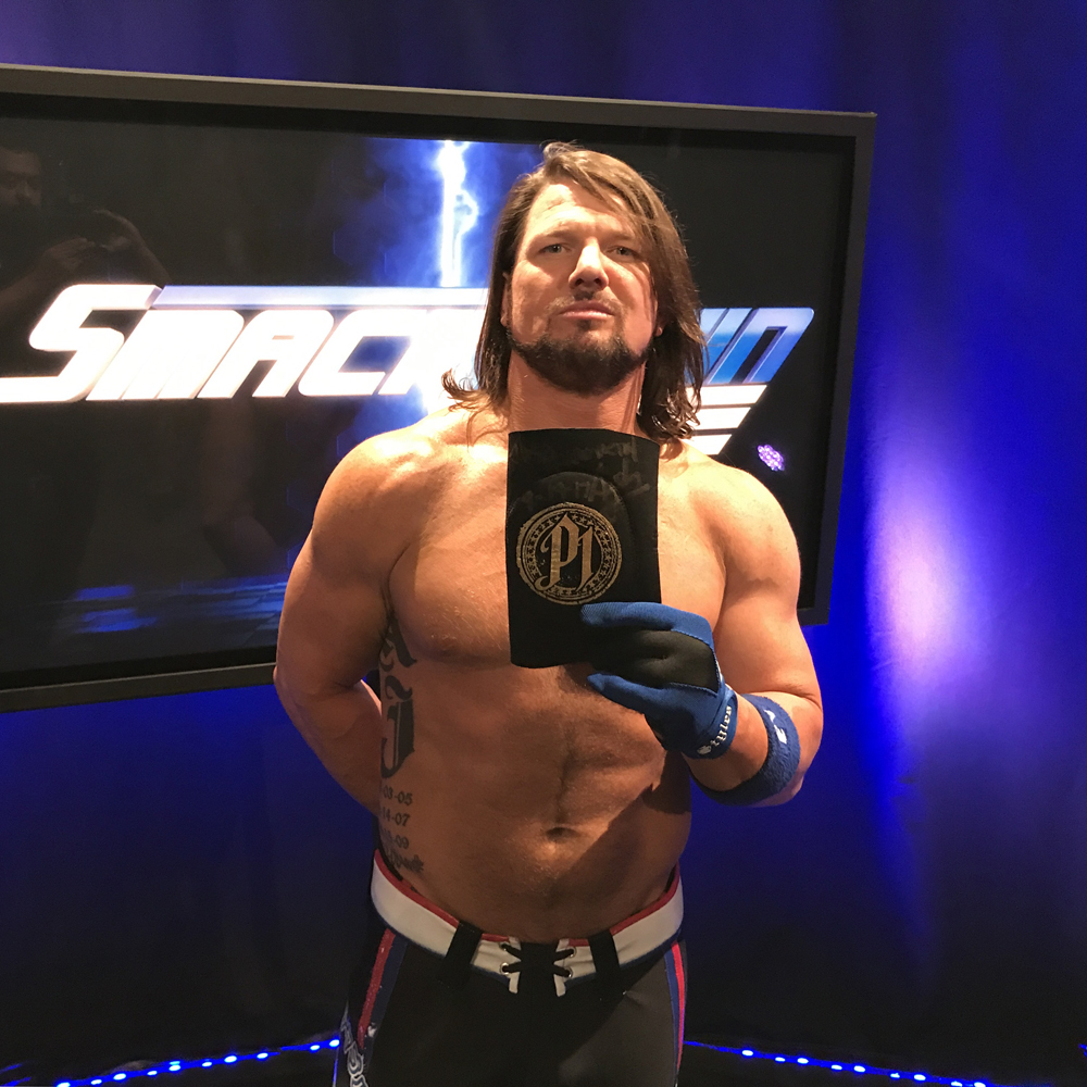 AJ Styles WORN & SIGNED Gold Elbow Pad (Connors Cure - 09/19/17) | WWE ...