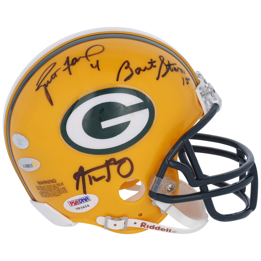 Brett Favre, Bart Starr & Aaron Rodgers Green Bay Packers Autographed ...