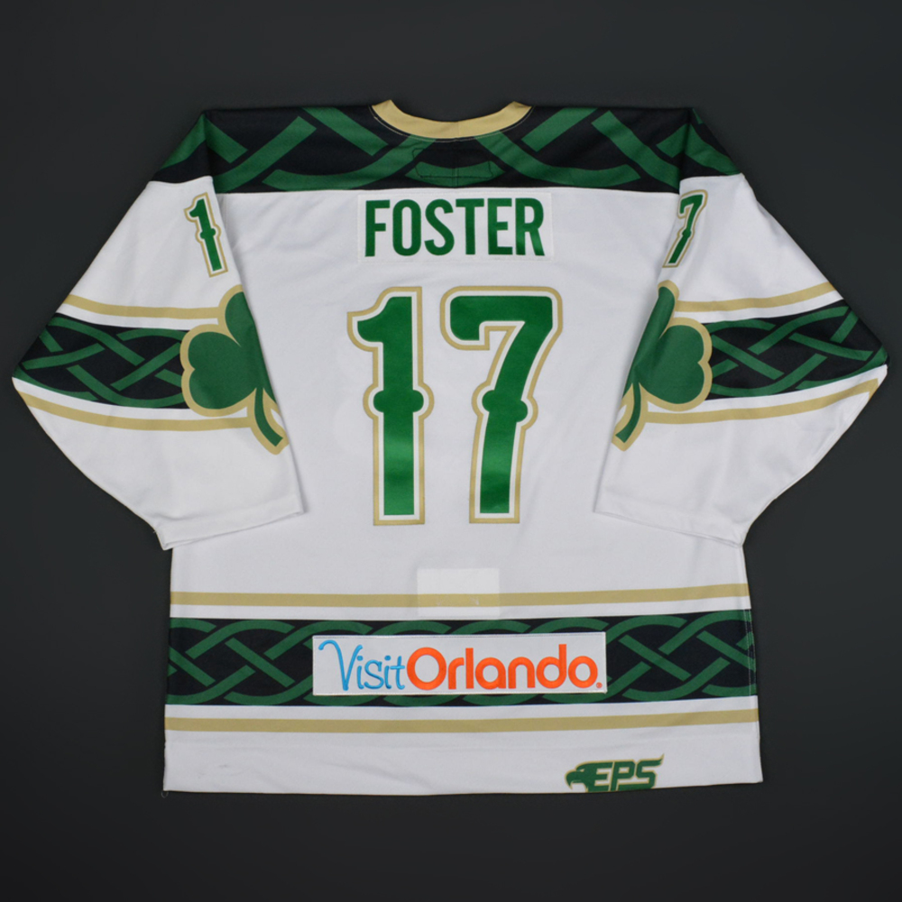 T.J. Foster - Orlando Solar Bears - St. Patrick's Day Game-Worn Jersey ...