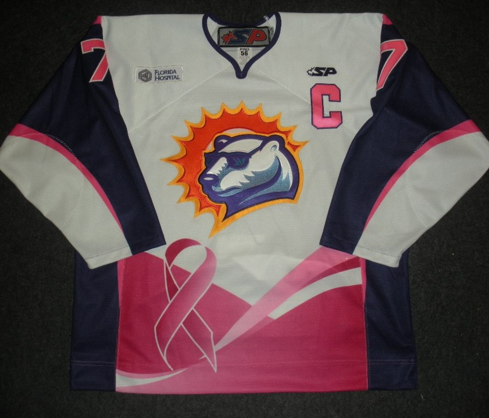 Eric Baier - Orlando Solar Bears - Hockey Fights Cancer Game-Worn ...