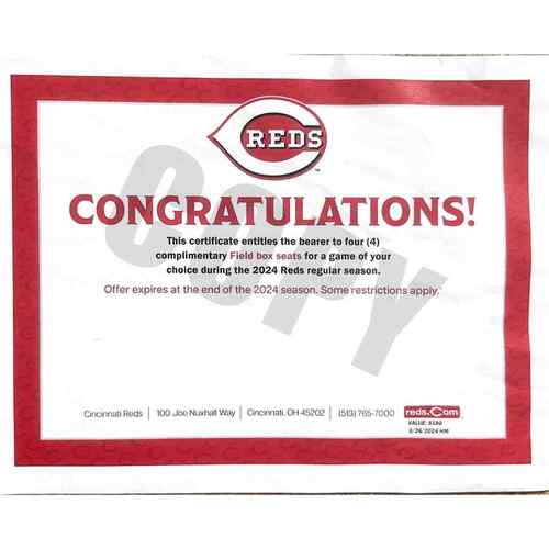 UMPS CARE AUCTION: Cincinnati Reds Field Box Seats for 4 | Cincinnati ...