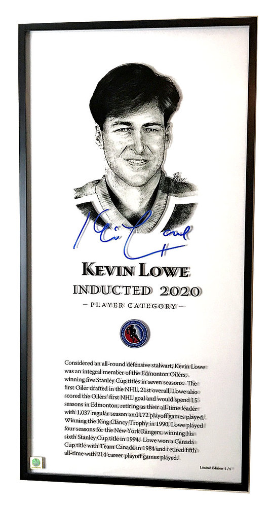 Kevin Lowe #4 - Autographed Edmonton Oilers Hall of Fame Room 14"x28 ...