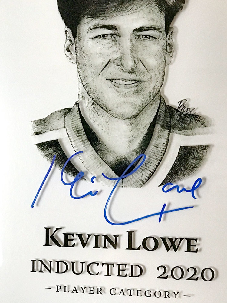 Kevin Lowe #4 - Autographed Edmonton Oilers Hall of Fame Room 14"x28 ...