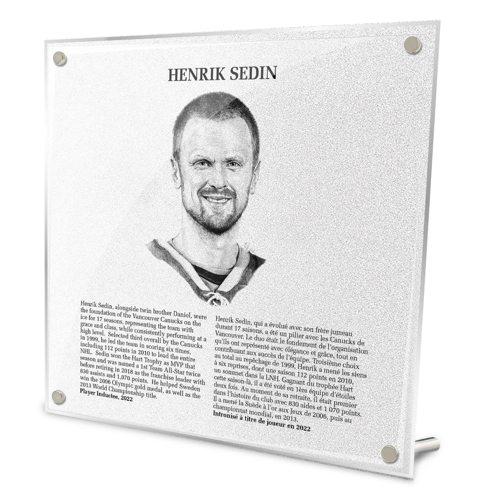 Henrik Sedin Autographed Legends Line Honoured Member Plaque - Limited ...