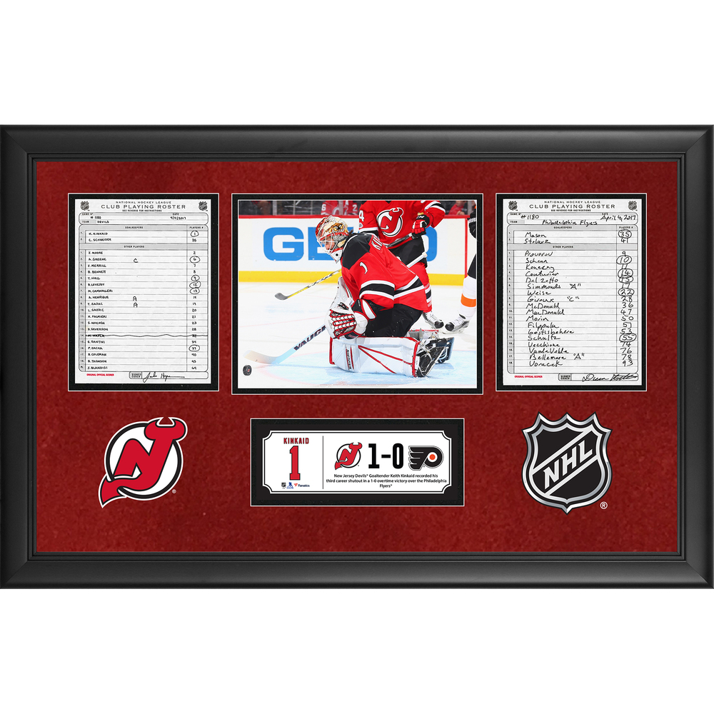 New Jersey Devils Framed Original Line-Up Cards From April 4, 2017 vs ...