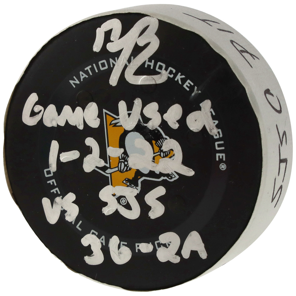 Bryan Rust Pittsburgh Penguins Autographed Game-Used Puck vs. San Jose ...