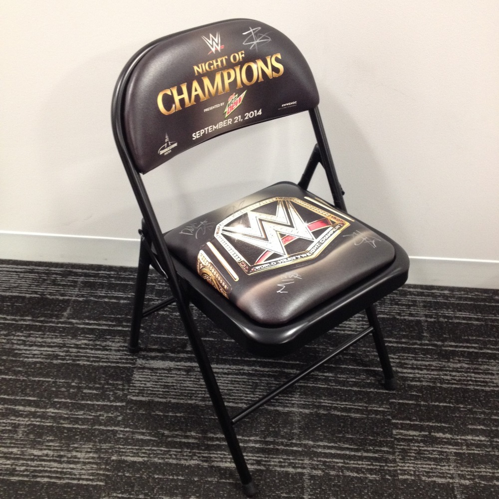 SIGNED Night of Champions Event Chair (John Cena, Dolph Ziggler, Miz ...