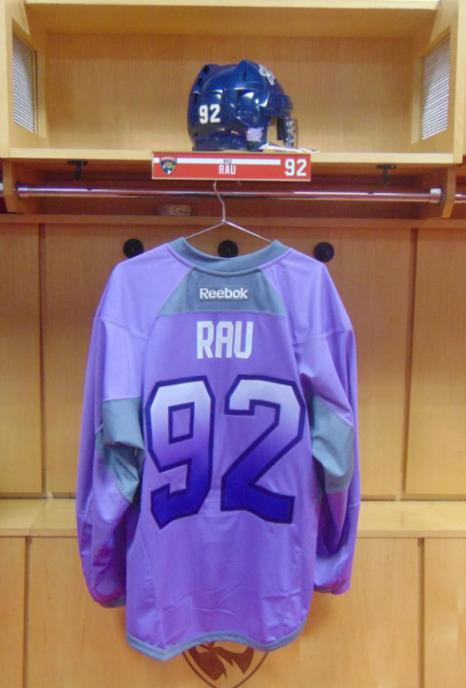Florida Panthers #92 Kyle Rau Hockey Fights Cancer Warm-Up Worn and ...