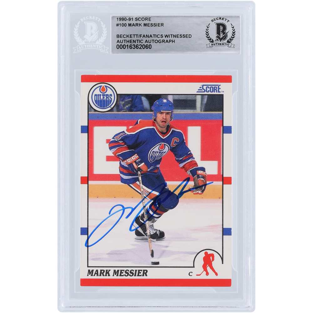 Mark Messier Edmonton Oilers Autographed 1990-91 Score #100 Beckett ...