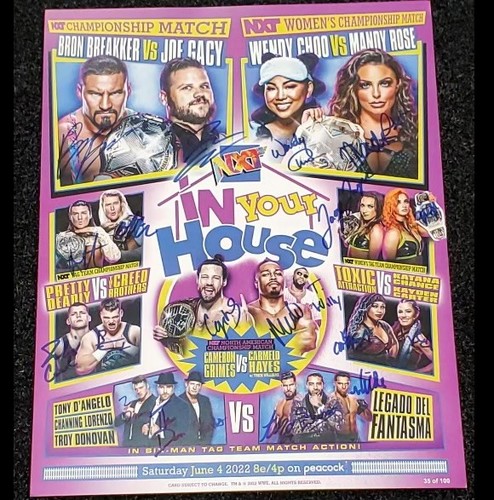SIGNED and NUMBERED NXT In Your House Fight Card (Random Number) | WWE ...