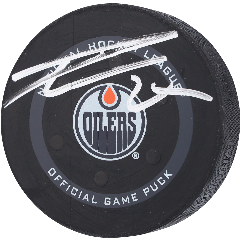 Leon Draisaitl Edmonton Oilers Autographed Game-Used Puck vs. Carolina ...