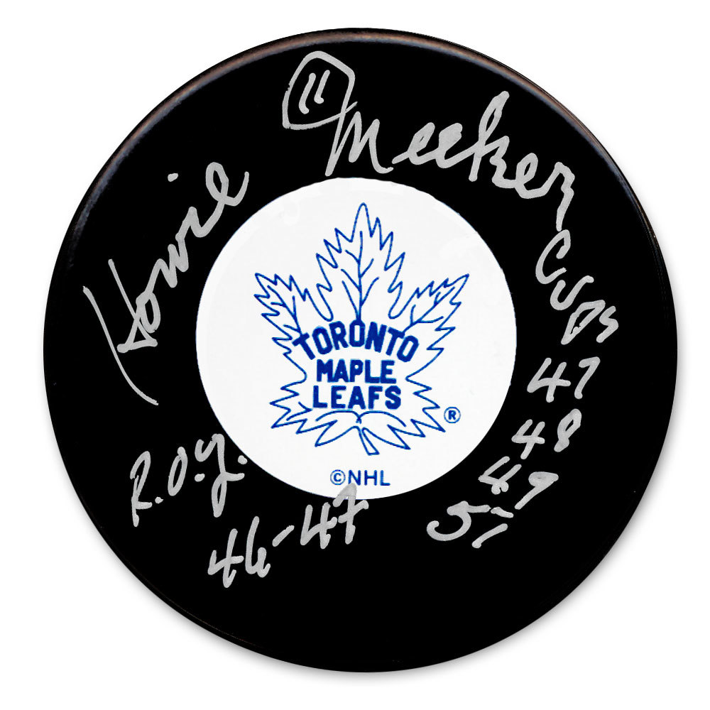 Howie Meeker Toronto Maple Leafs SC Years ROY 1946/47 Autographed Puck ...