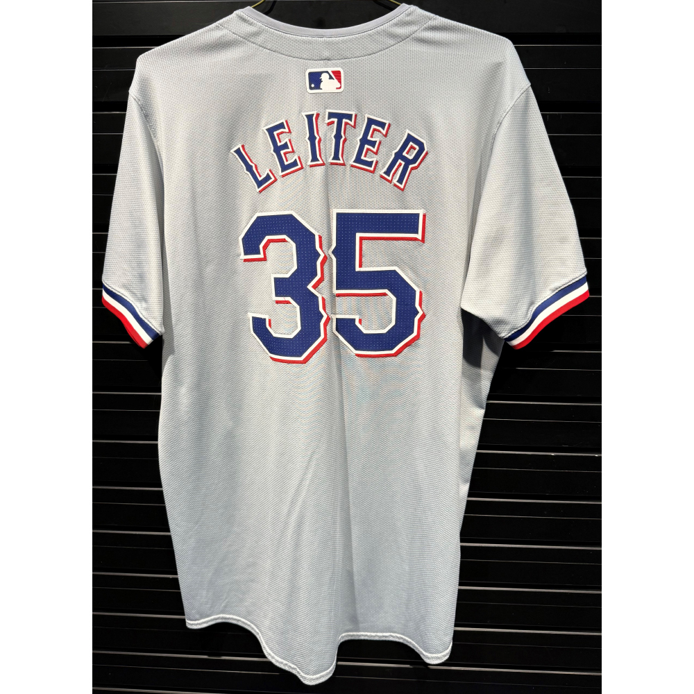 Jack Leiter #35 Texas Rangers Game-Used 2024 Road Jersey - 4th Career ...