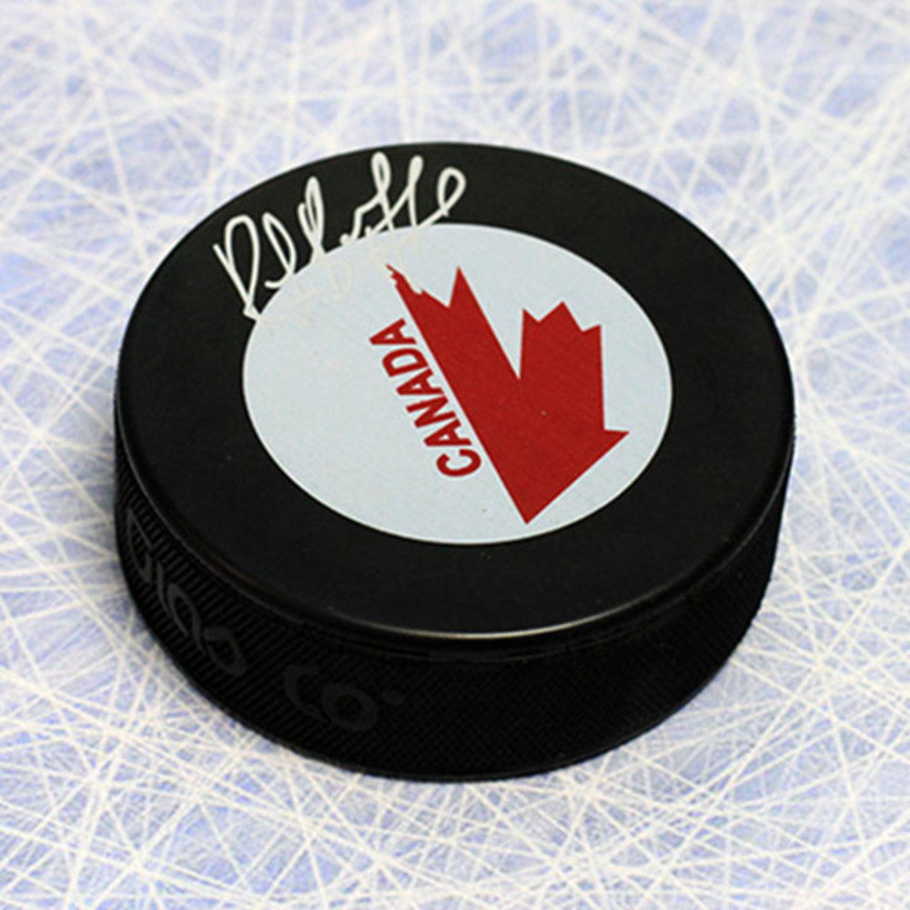 Ray Bourque Team Canada Autographed Canada Cup Hockey Puck - NHL Auctions