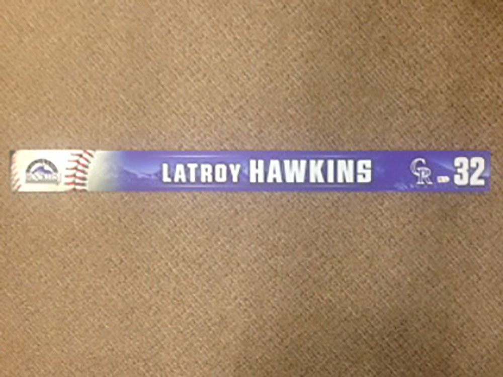 Rockies Authentics: LaTroy Hawkins locker tag from 2014 season at Coors ...