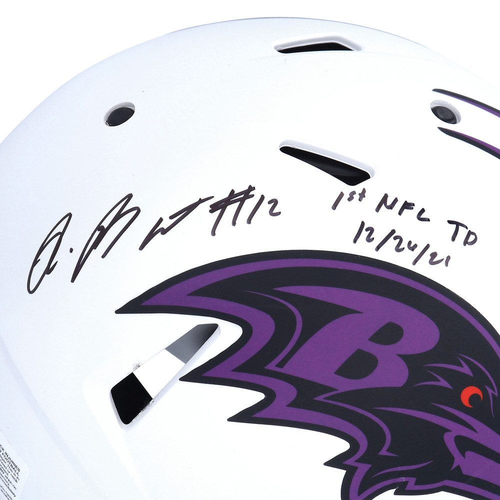 Rashod Bateman Baltimore Ravens Autographed & Inscribed Riddell Lunar ...