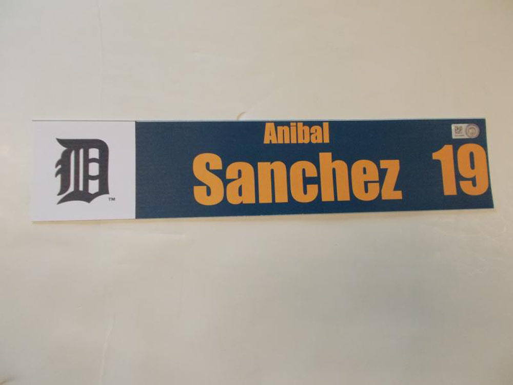 Tigers Authentics: 2014 Anibal Sanchez #19 Locker Name Plate at Boston ...